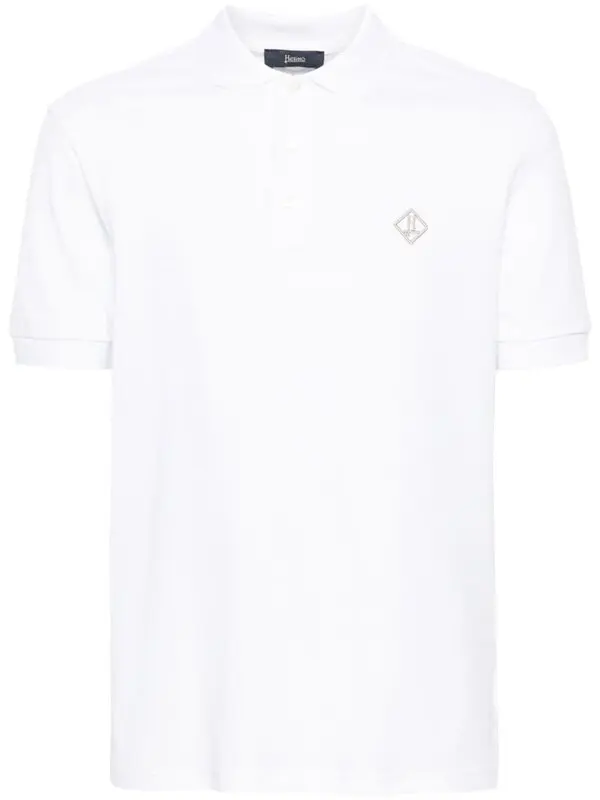Herno Logo-embroidered Piqué Polo Shirt - White