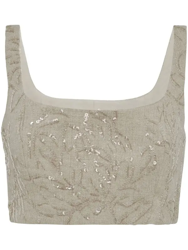 Brunello Cucinelli Sequin-embellished Linen Top