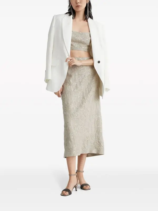 Brunello Cucinelli Sequin-embellished Linen Top