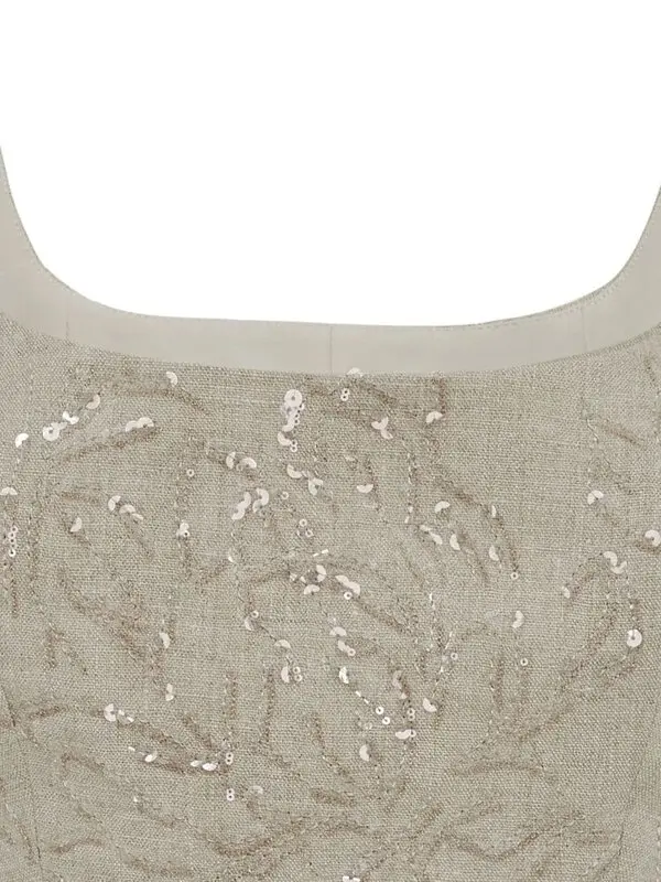 Brunello Cucinelli Sequin-embellished Linen Top