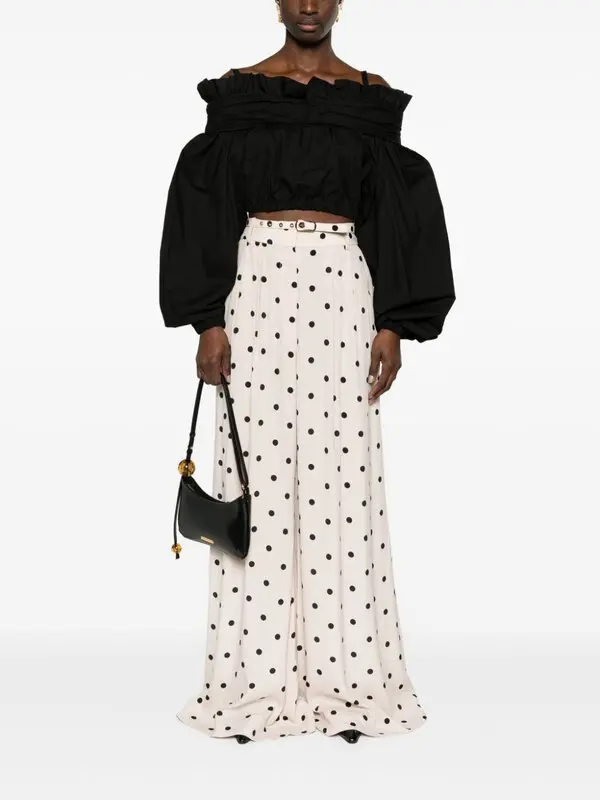 Zimmermann Double Tuck Polka-dot Palazzo Pants