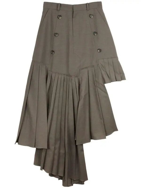 Rokh Asymmetric Pleated Skirt