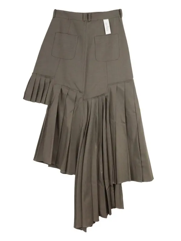 Rokh Asymmetric Pleated Skirt