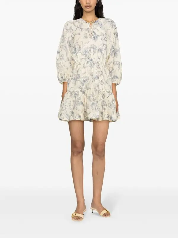 Sandro Josella Floral-print Minidress - Neutrals