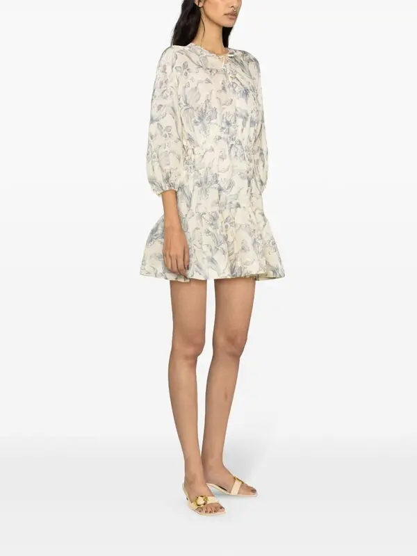 Sandro Josella Floral-print Minidress - Neutrals