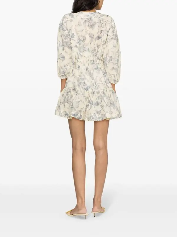 Sandro Josella Floral-print Minidress - Neutrals