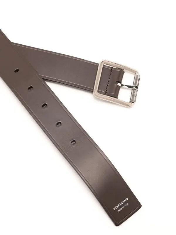 FERRAGAMO Logo-stamp Leather Belt - Brown