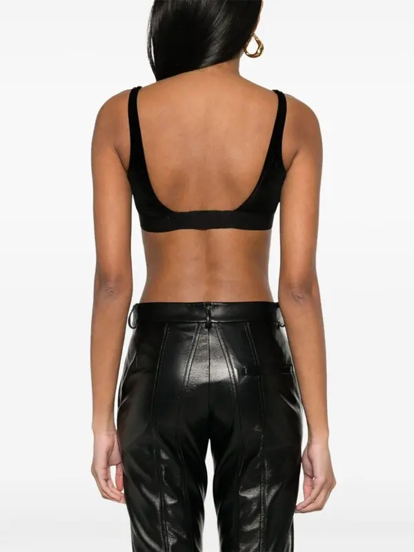 TOM FORD Logo-jacquard Velvet Bralette Top - Black