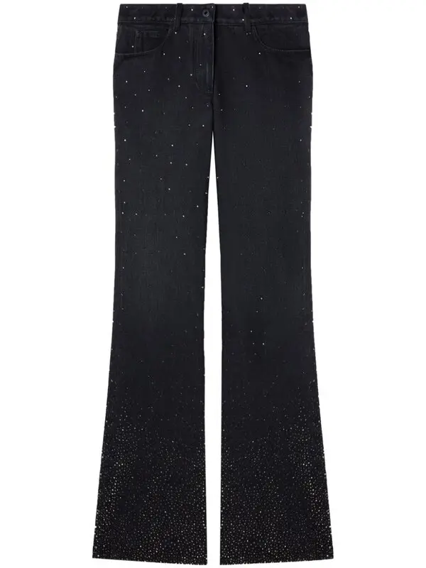 Off-White Embellished Slim-fit Flared Jeans