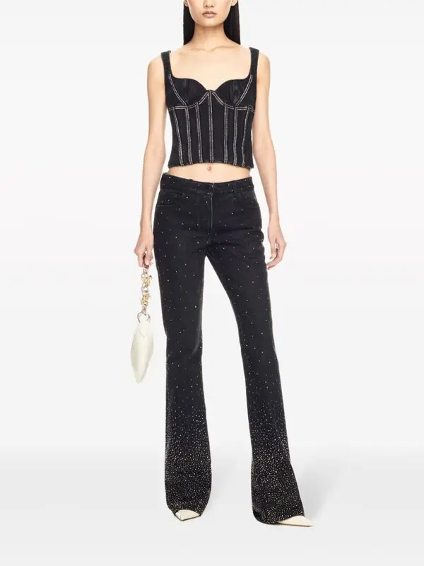 Off-White Embellished Slim-fit Flared Jeans