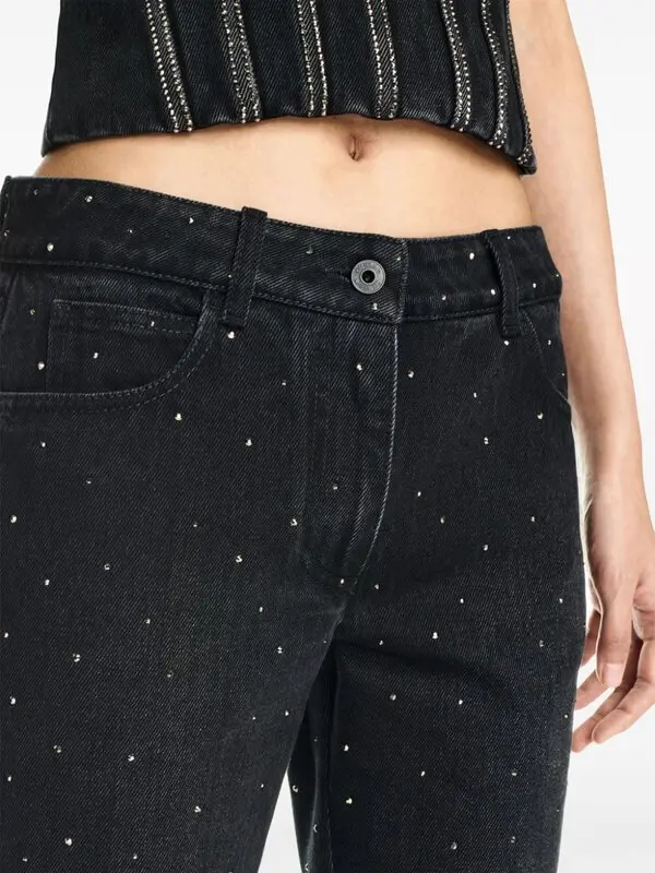 Off-White Embellished Slim-fit Flared Jeans