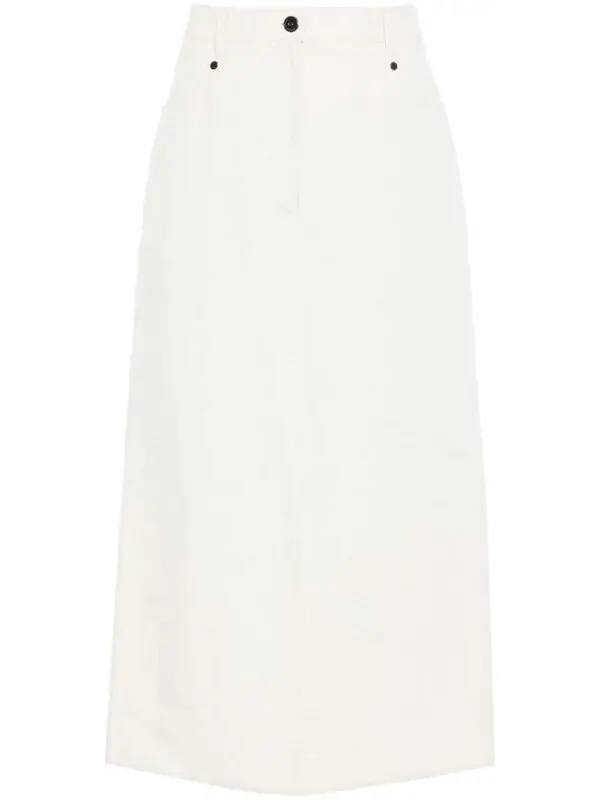 Brunello Cucinelli Linen-blend Straight Skirt - Neutrals