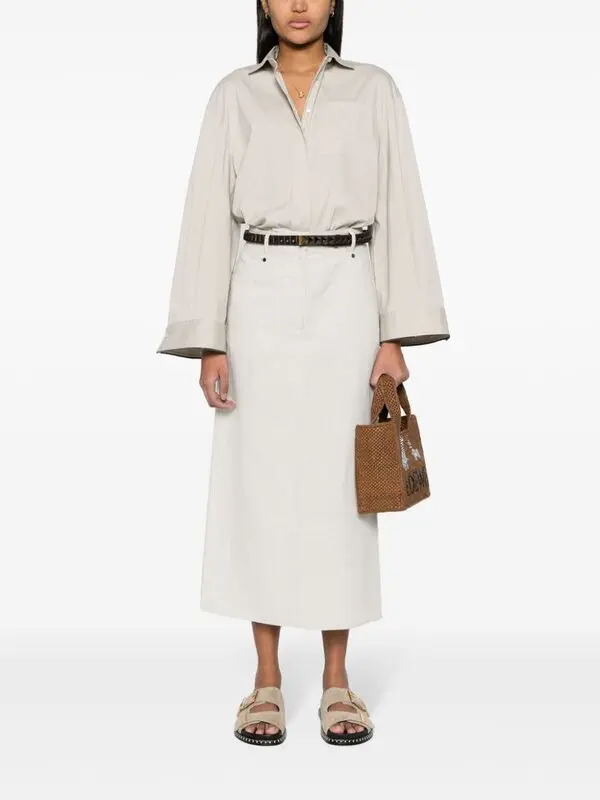 Brunello Cucinelli Linen-blend Straight Skirt