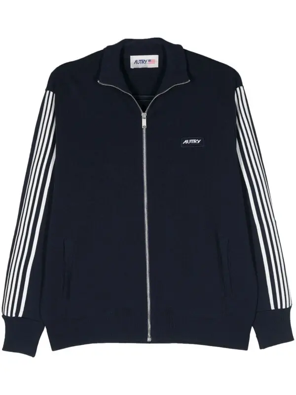 AUTRY Logo-patch Zip-up Cardigan - Blue