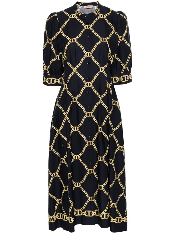 TWINSET Chain-link Print Midi Dress - Blue