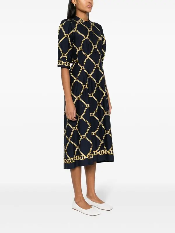 TWINSET Chain-link Print Midi Dress - Blue