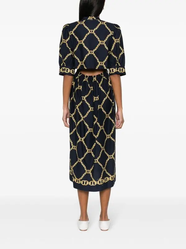 TWINSET Chain-link Print Midi Dress - Blue