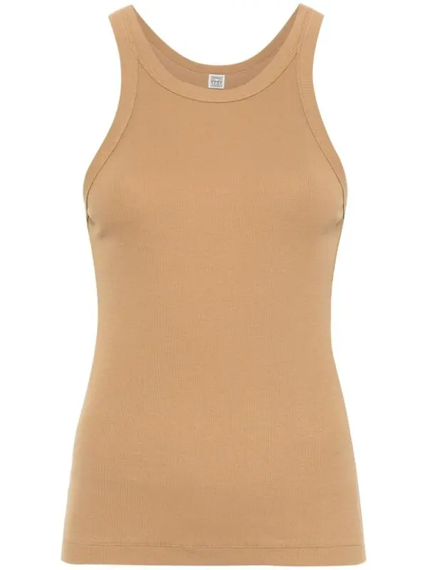 TOTEME Curved Ribbed Tank Top - Neutrals