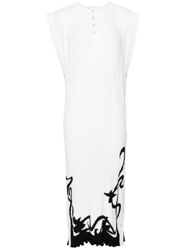 LANVIN Plissé-effect Midi Dress - White