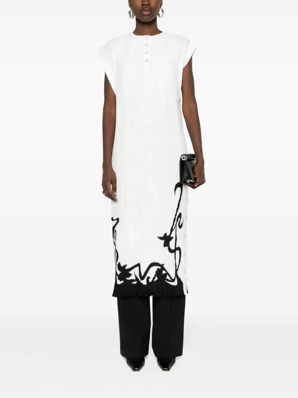 LANVIN Plissé-effect Midi Dress