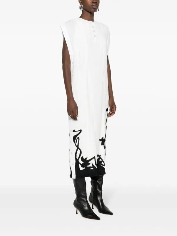 LANVIN Plissé-effect Midi Dress