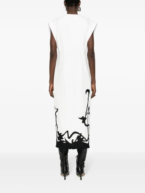 LANVIN Plissé-effect Midi Dress