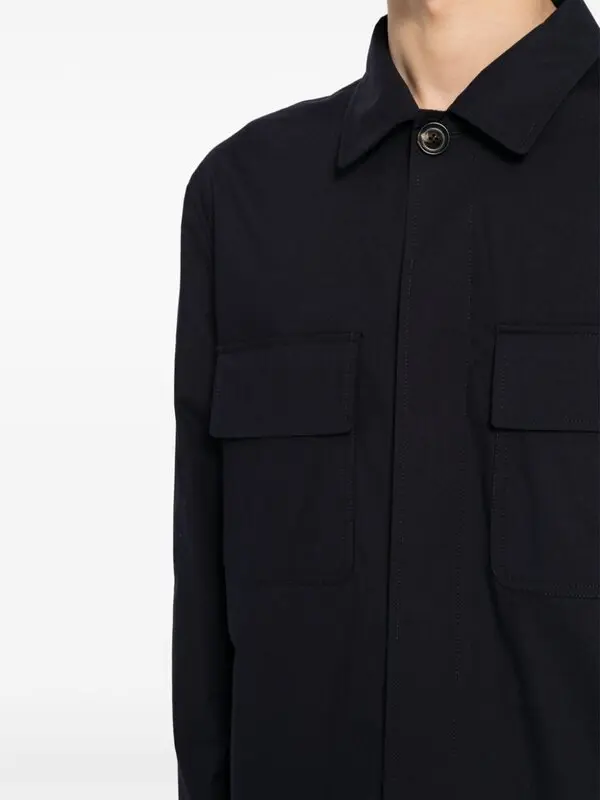 LARDINI Flap-pocket Cotton Shirt Jacket - Blue