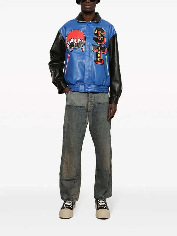 SAINT MXXXXXX X Denim Tears Leather Varsity Jacket