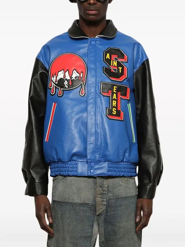 SAINT MXXXXXX X Denim Tears Leather Varsity Jacket