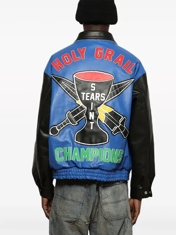 SAINT MXXXXXX X Denim Tears Leather Varsity Jacket