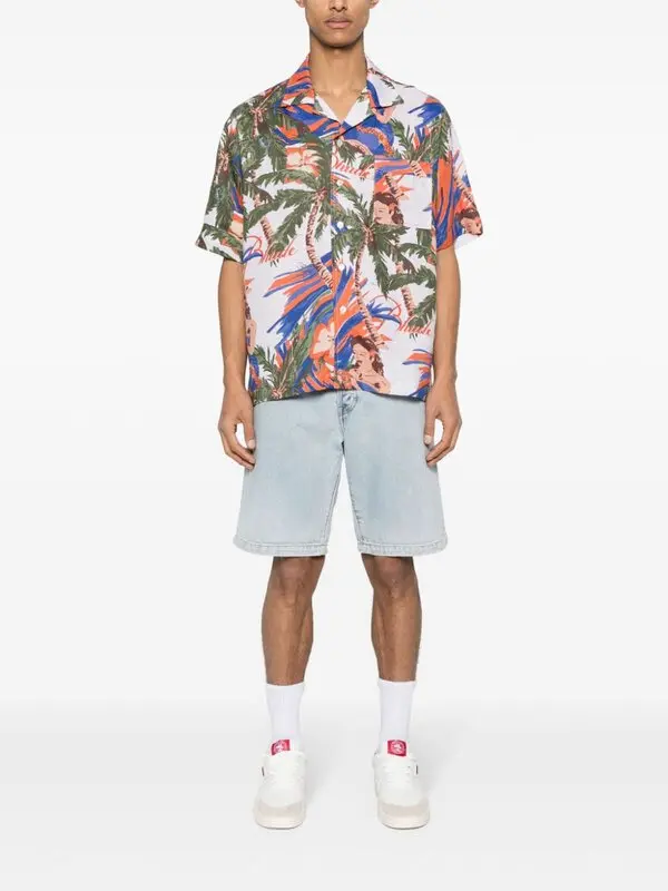 Rhude Floral-print Linen Shirt - White