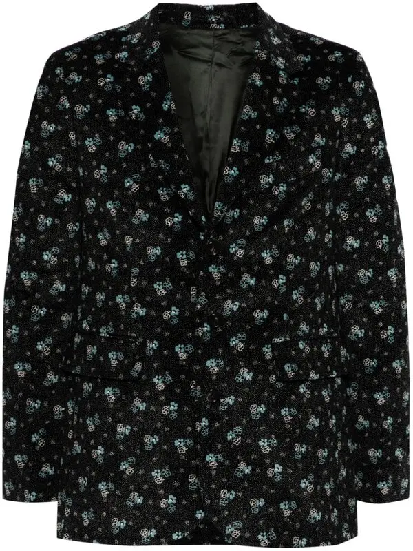 BODE Chicory Floral-print Corduroy Blazer - Black