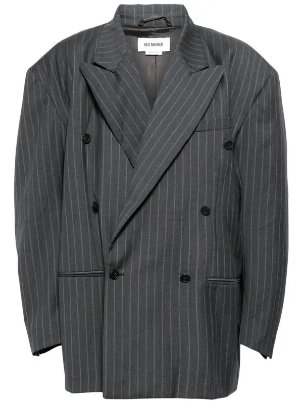 HED MAYNER Striped Double-breasted Blazer
