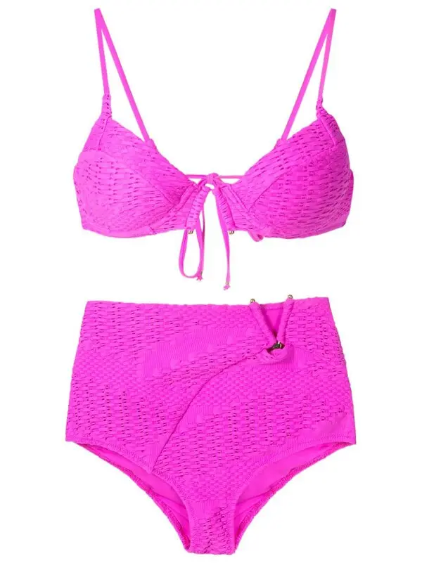 AMIR SLAMA Woven Cut-out Bikini Set - Pink