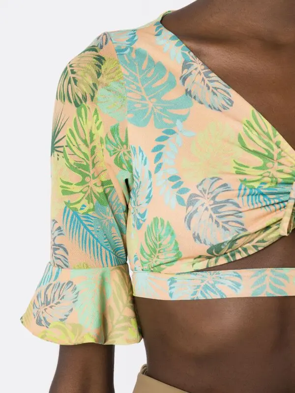 AMIR SLAMA Leaf-print Cropped Top
