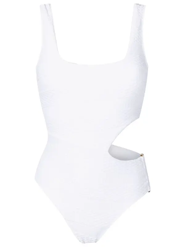 AMIR SLAMA Woven Cut-out One-piece - White