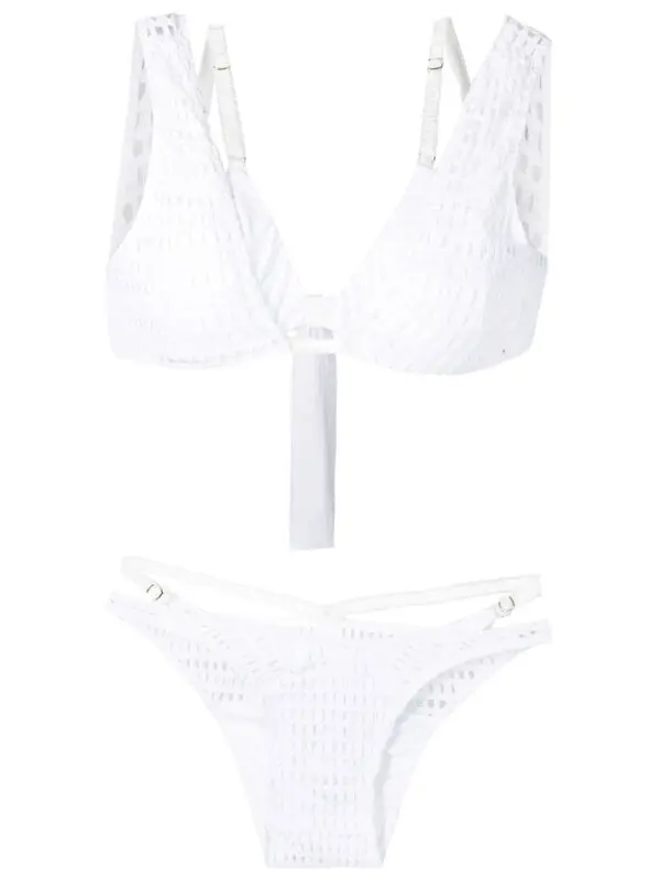 AMIR SLAMA Open-knit Layered Bikini Set - White