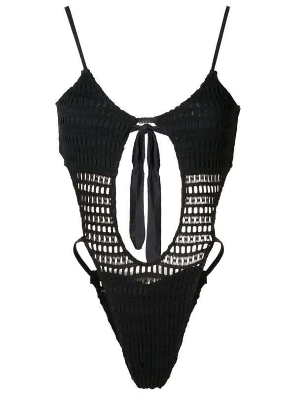 AMIR SLAMA Open-knit One-piece - Black