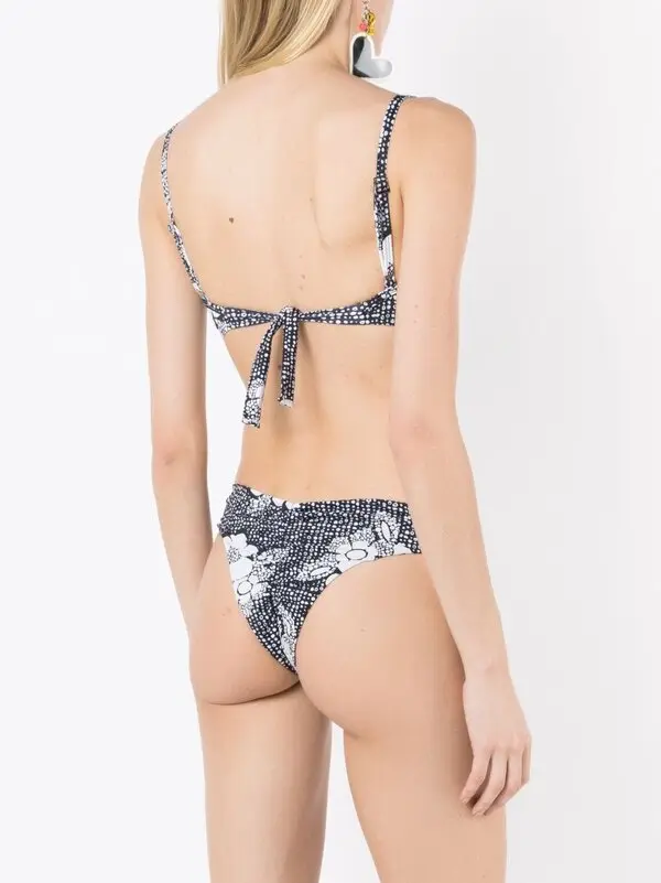 AMIR SLAMA Logo-plaque Floral-print Bikini