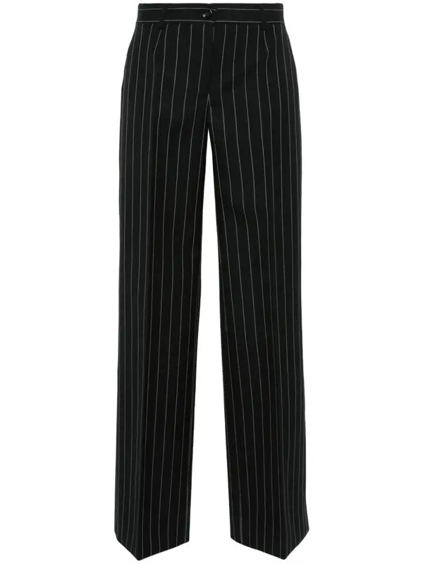 Dolce & Gabbana Pinstriped Straight-leg Trousers - Black