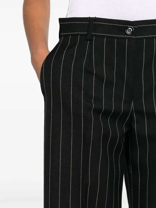 Dolce & Gabbana Pinstriped Straight-leg Trousers - Black
