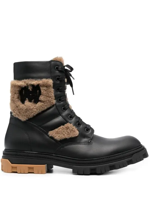 Amiri Fur-panelled Lace-up Combat Boots