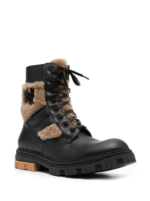 Amiri Fur-panelled Lace-up Combat Boots