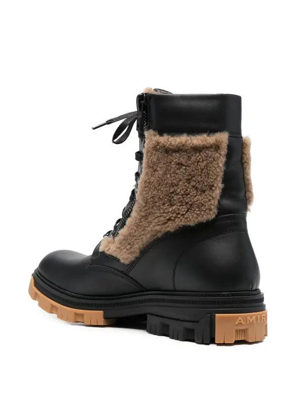 Amiri Fur-panelled Lace-up Combat Boots