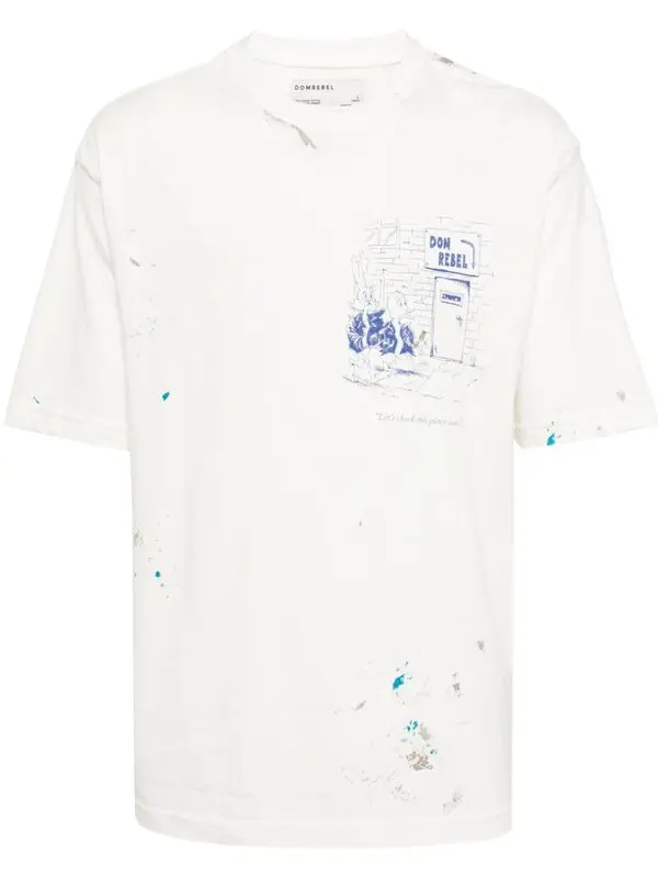 DOMREBEL Scuff Door Graphic-print T-shirt - Neutrals