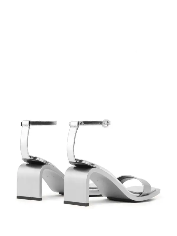 COURREGES Stream Mirror 70mm Leather Sandals - Silver