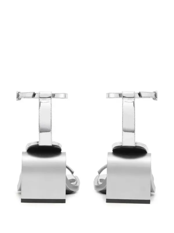 COURREGES Stream Mirror 70mm Leather Sandals - Silver