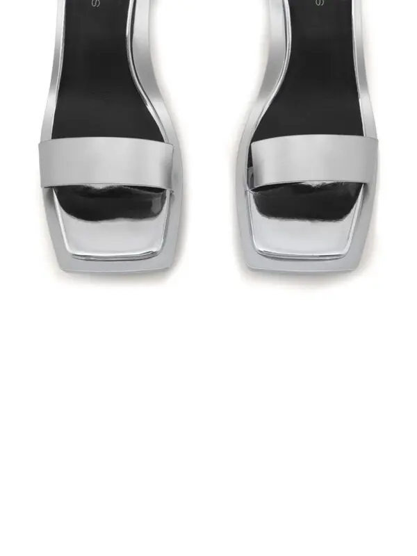 COURREGES Stream Mirror 70mm Leather Sandals - Silver