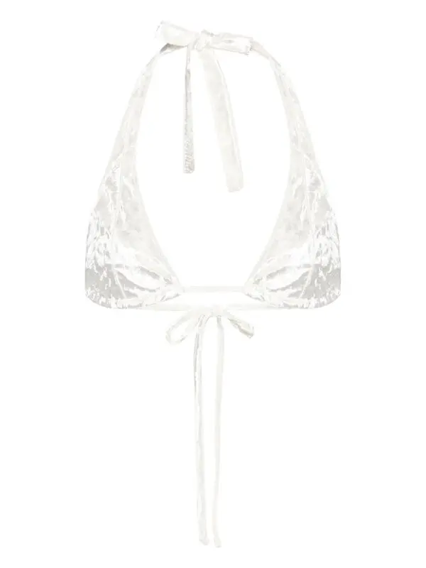 FORTE_FORTE Triangle Velvet Bikini Top - White