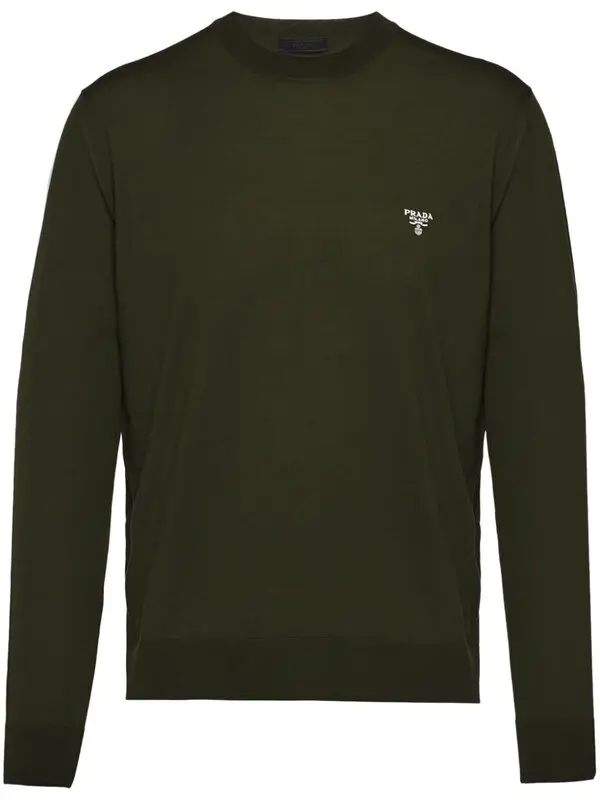 Prada Logo-embroidered Wool Jumper - Green